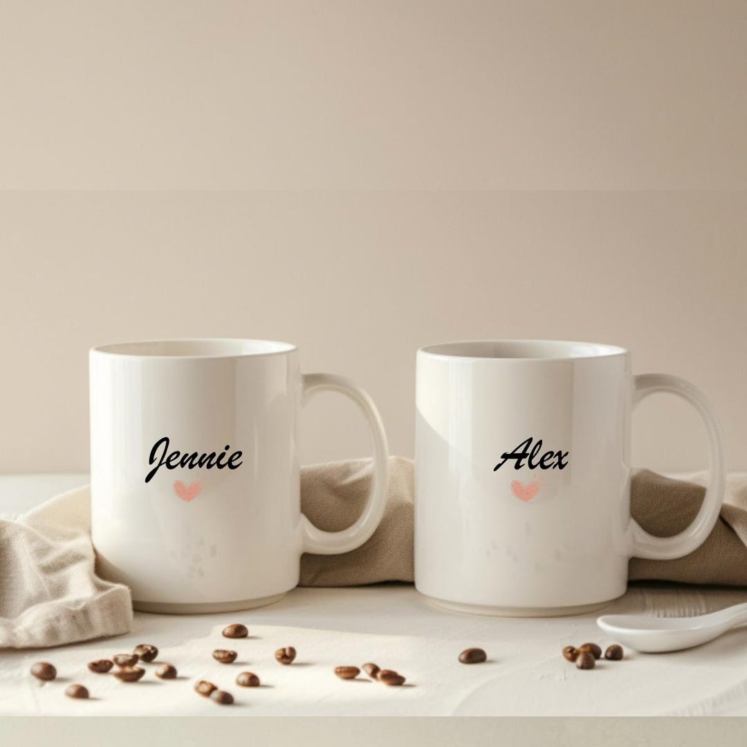 Personalized Couples Coffee Mugs Set – Custom Names With Heart ...