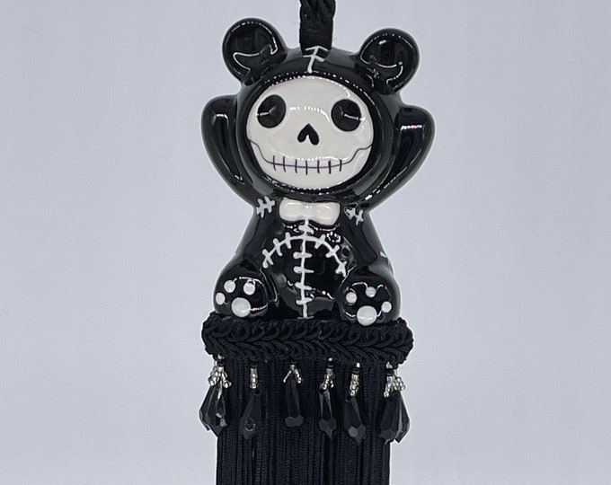 Black Skeleton Teddy Bear Salt and Pepper Shaker Tassel, Skeleton ...