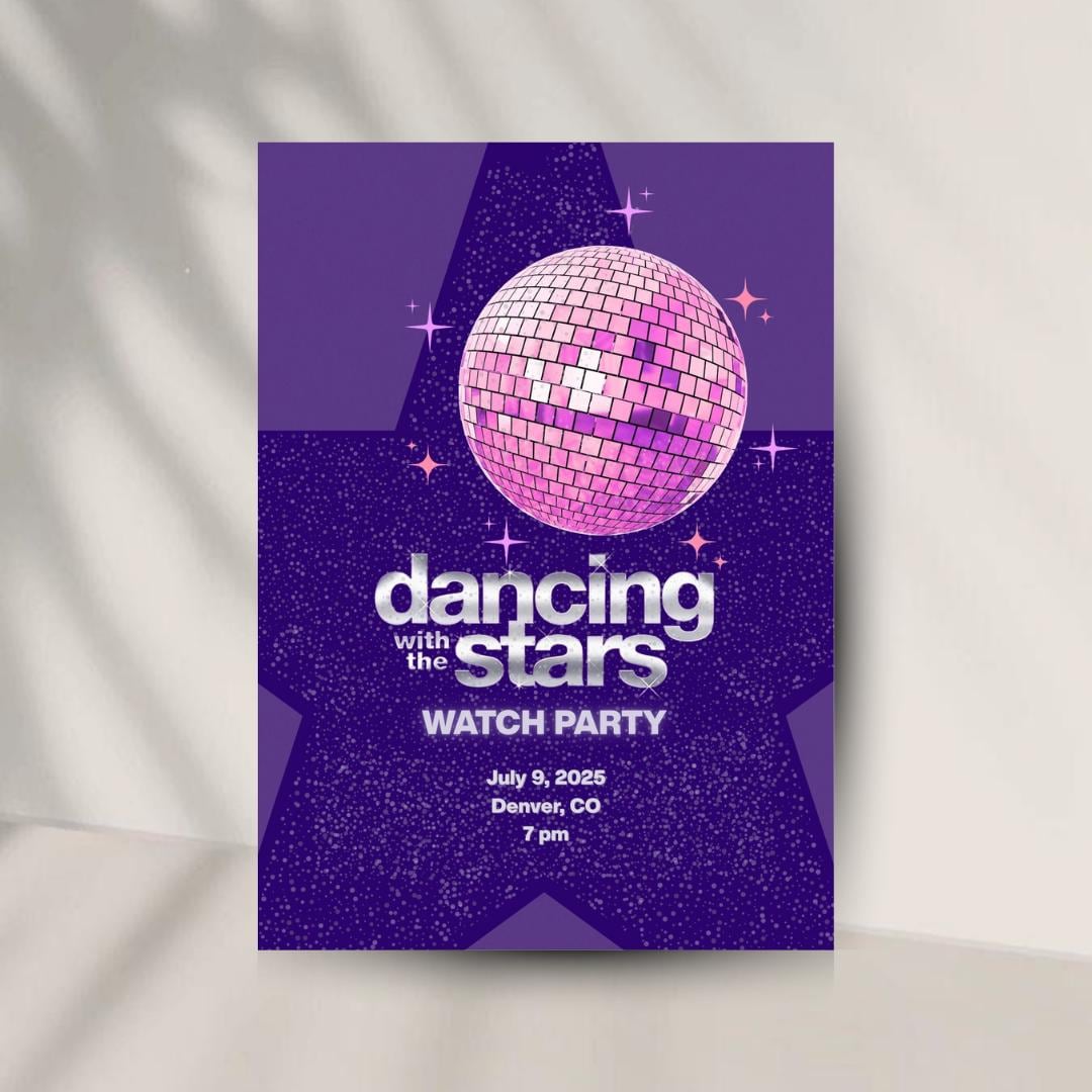 Dancing With the Stars Watch Party Invitation, Dance Party, Purple ...