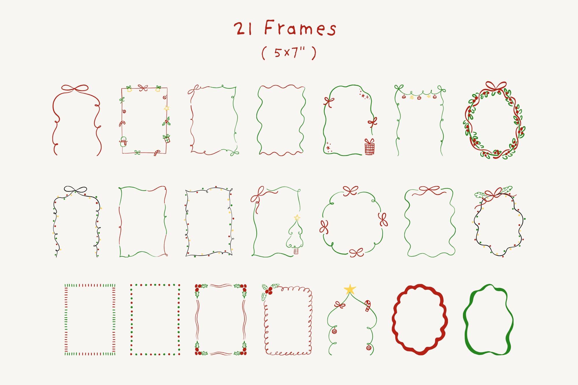 Christmas Frames Clipart Bundle SVG PNG - Hand Drawn Whimsical ...