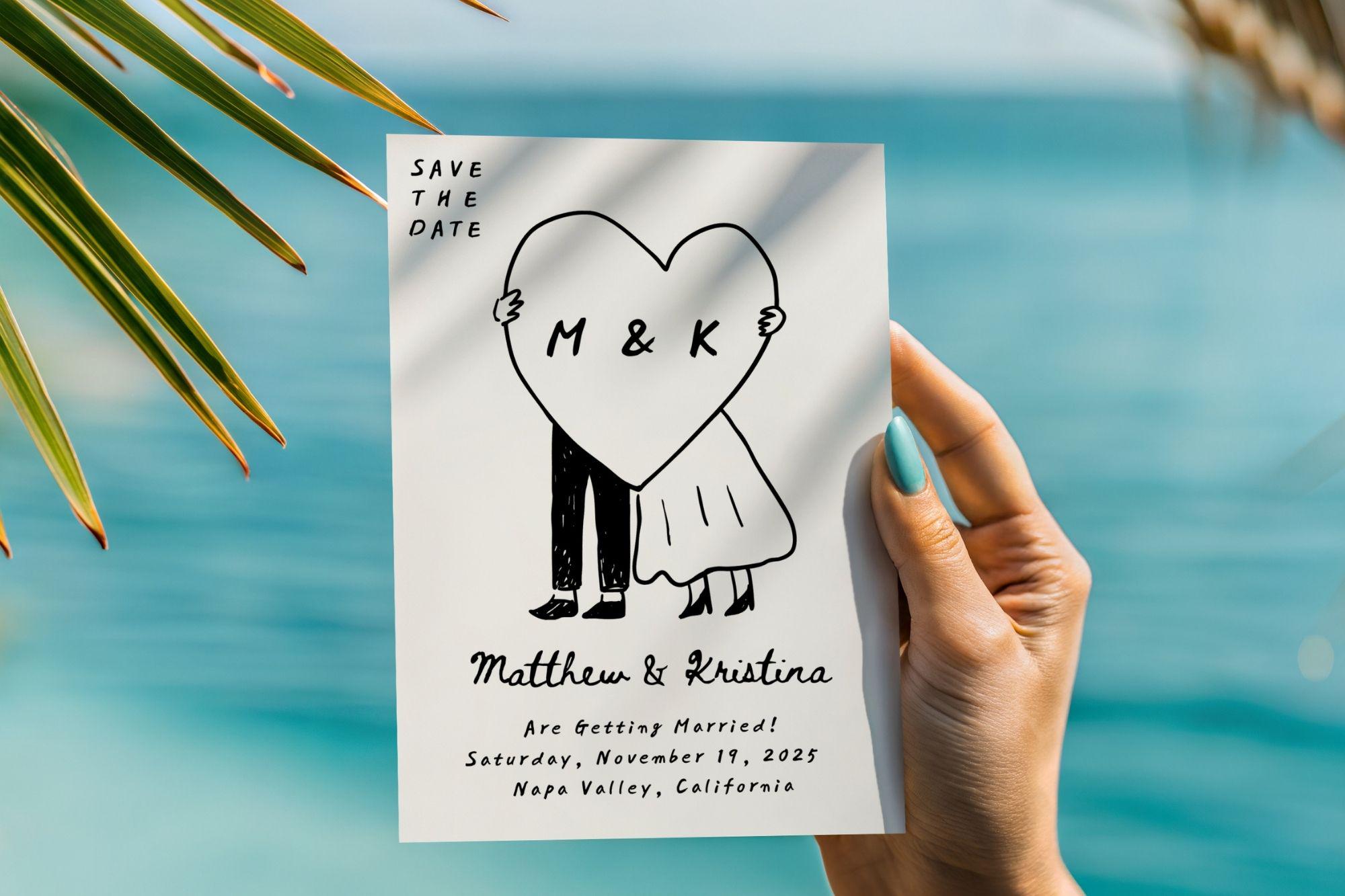 Hand Drawn Bride and Groom SVG Clipart, Whimsical Wedding Illustration ...