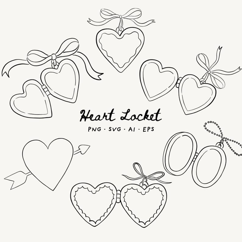 Hand Drawn Heart Locket Illustration – Wedding Clipart Bundle (SVG, PNG ...