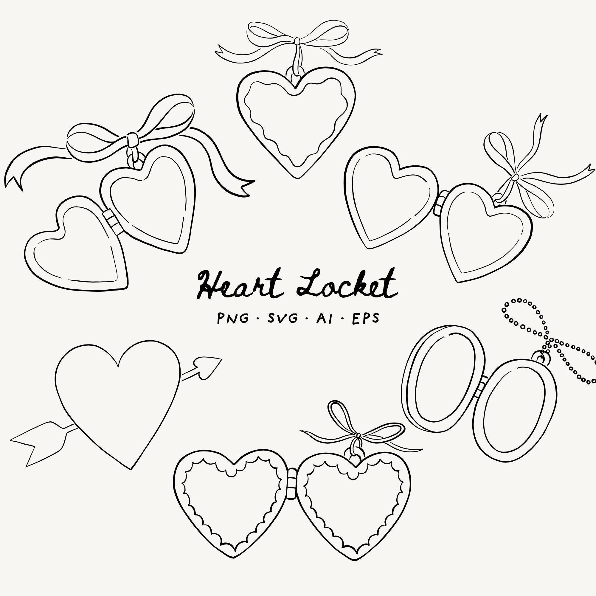 Hand Drawn Heart Locket Illustration – Wedding Clipart Bundle (SVG, PNG ...