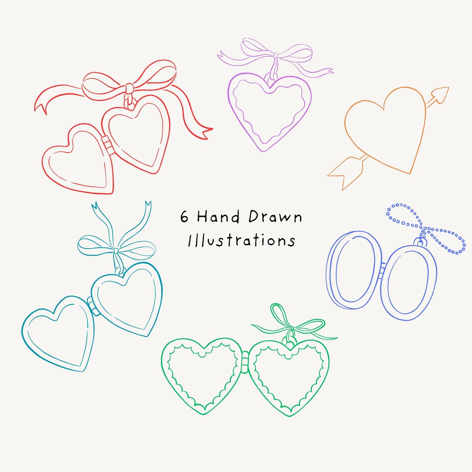 Hand Drawn Heart Locket Illustration – Wedding Clipart Bundle (SVG, PNG ...