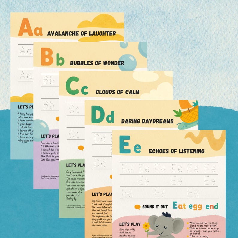 Preschool ABC Printable Worksheets A-E: Gentle Phonics, Tracing (PDF ...