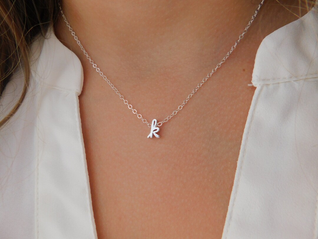 Cursive Initial Necklace: Sterling Silver or Gold, Personalized Letter ...