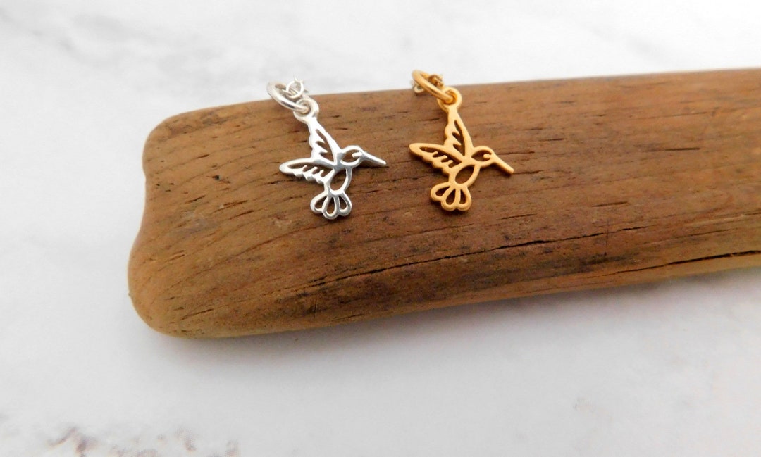 Tiny Hummingbird Charm Necklace for Women in Gold or Silver Perfect ...