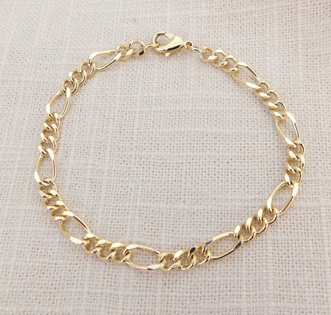 18K Gold Filled Chain Link Bracelet: Paperclip, Figaro, Fancy - Etsy