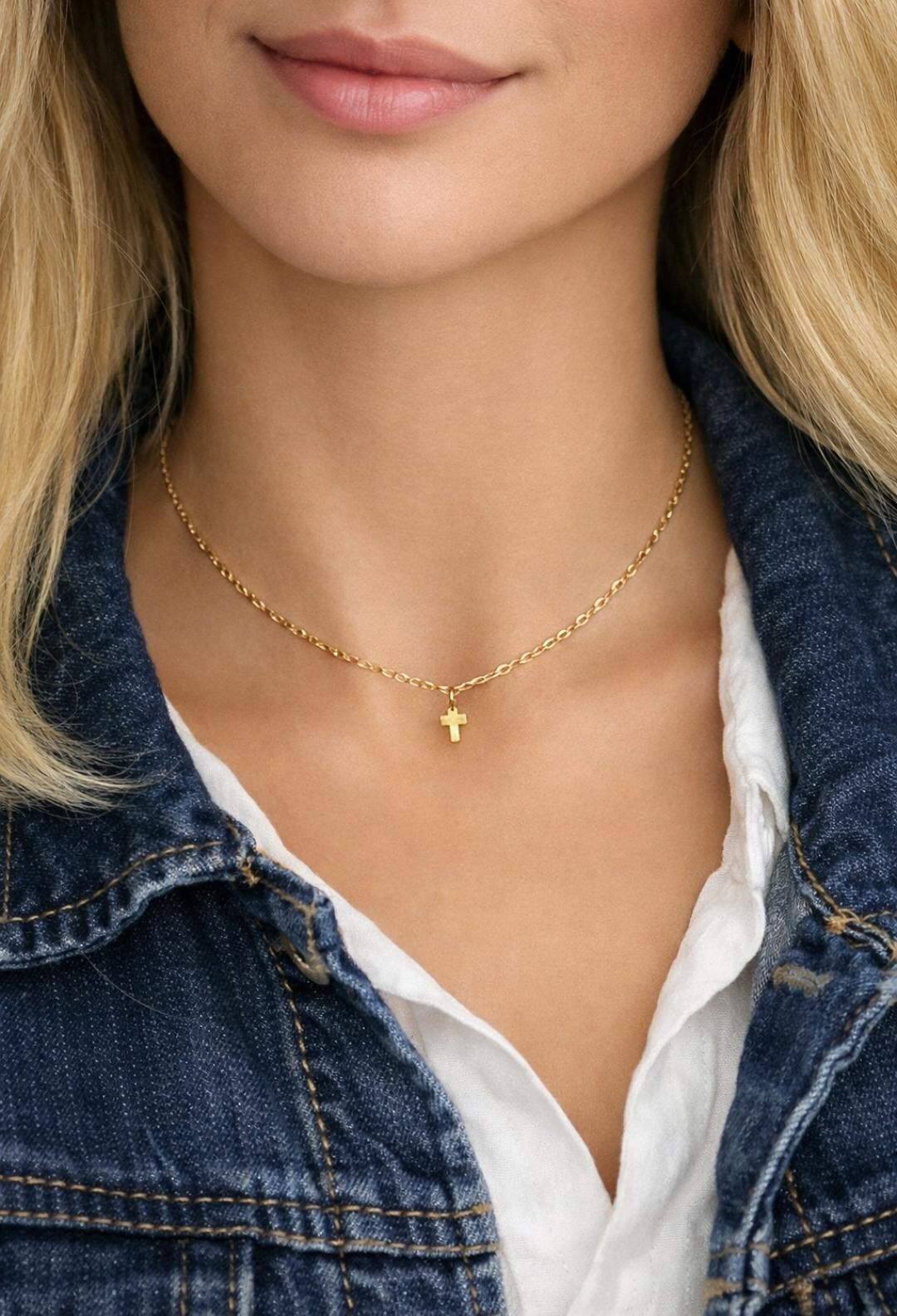 Dainty Cross Choker: Gold Filled or Sterling Silver Necklace - Etsy
