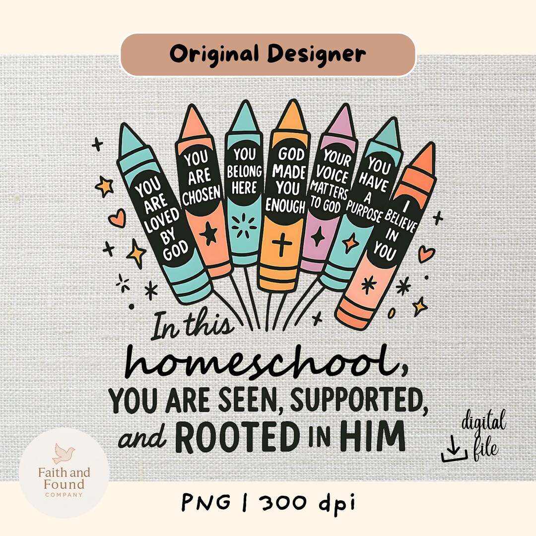 Christian Homeschool Crayon Art Print, Faith Affirmations (PNG) - Etsy