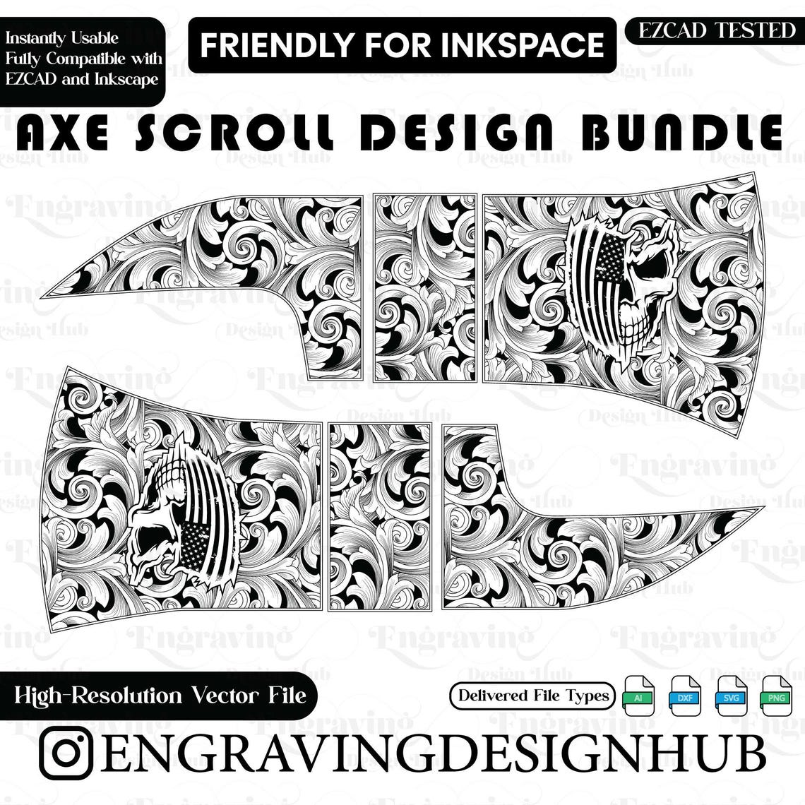 Scroll Aztec Themed Axe Design | Axe SVG DXF PNG | Laser Engraving ...