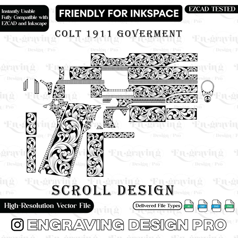Colt 1911 Scroll Engraving Design (digital Download) - Etsy