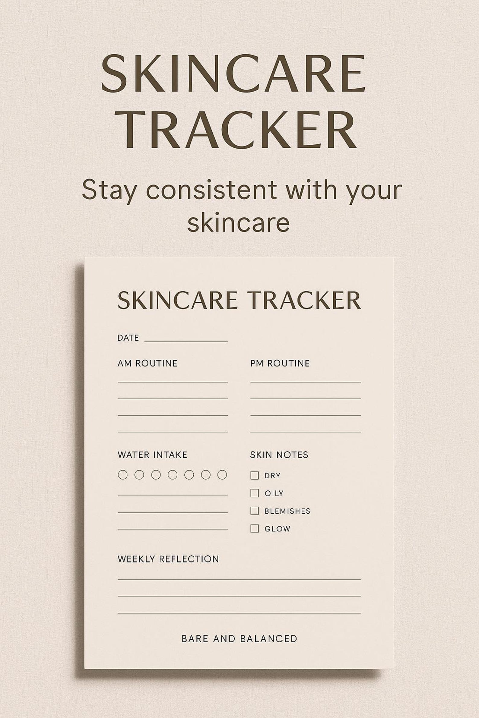 Skincare Tracker Printable: Daily Routine, Hydration, Skin Condition ...
