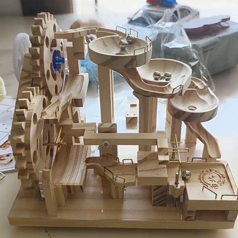 Marble Run Perpetual Motion Machine Wooden Run Trace Set Kit Kinetic ...