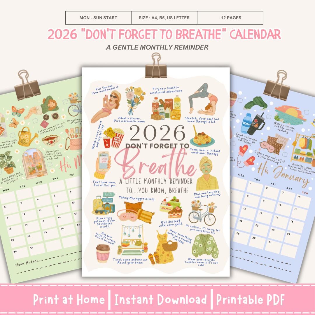 2026 Printable Self Care Calendar for Busy and Overwhelmed Minds | Don ...