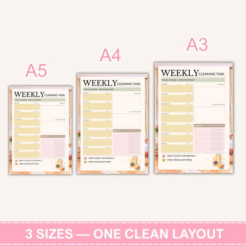 Cleaning Planner Printable PDF A3 A4 A5 | Editable Home Cleaning System ...