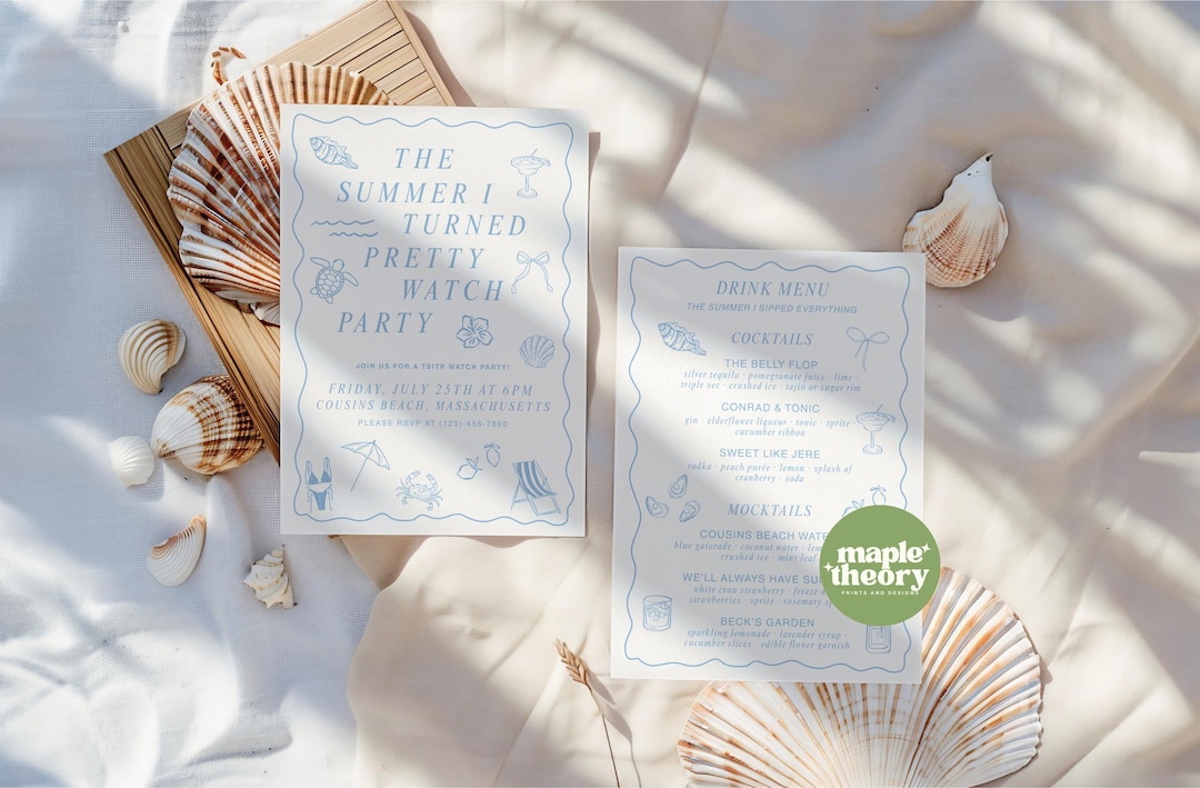 TSITP Watch Party Invitation & Drink Menu, the Summer I Turned Pretty ...