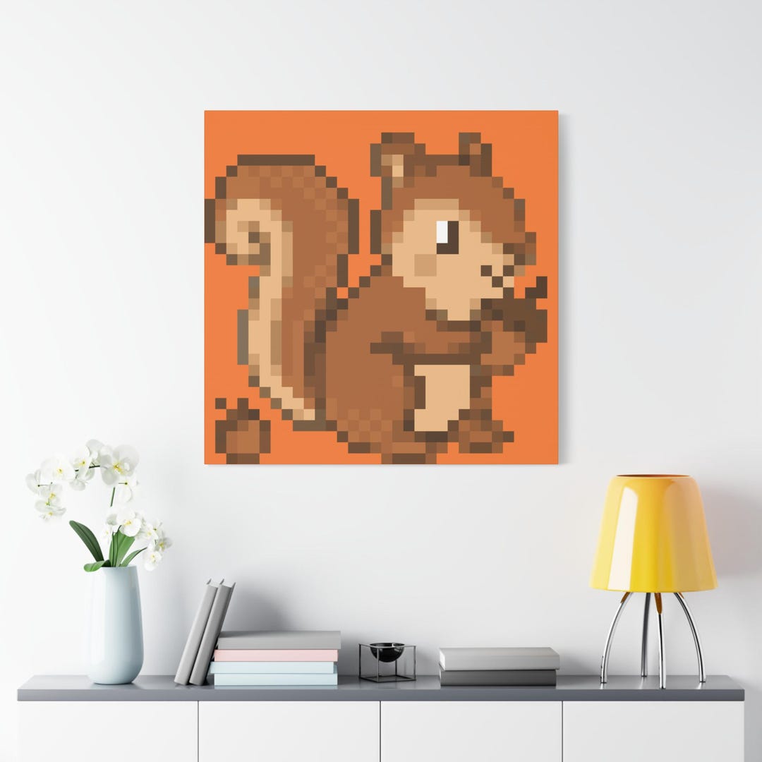 Pixel Art Squirrel Canvas Print – Kids Room Wall Decor - Etsy
