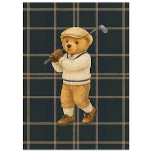 Ted the Golfer Poster: Vintage Teddy Bear Golf Art - Etsy