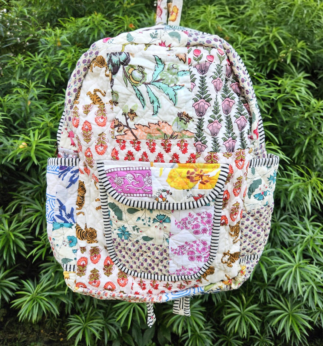 Patchwork Cotton Quilted Backpack: Bohemian Hippie Style Bag - Etsy