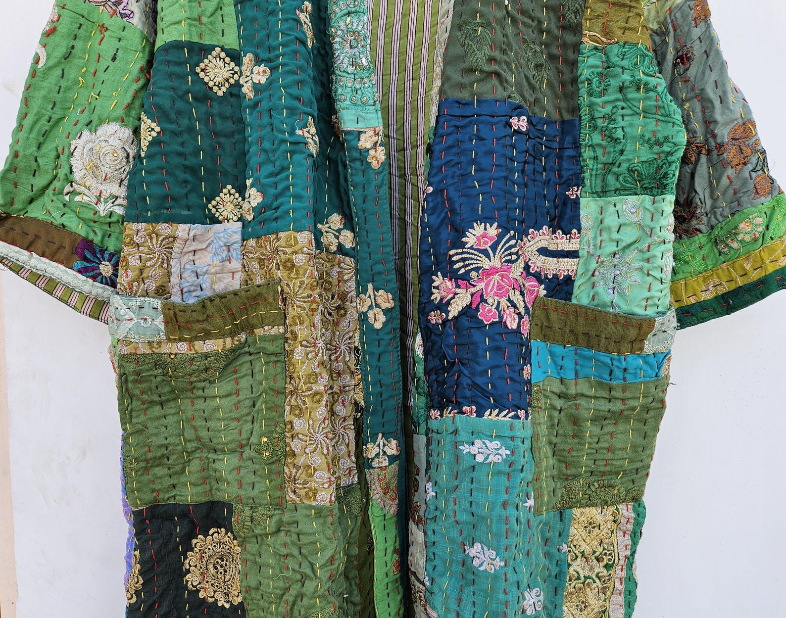 Patchwork Kantha Kimono Robe, Quilted Cotton Coat, Vintage Style - Etsy