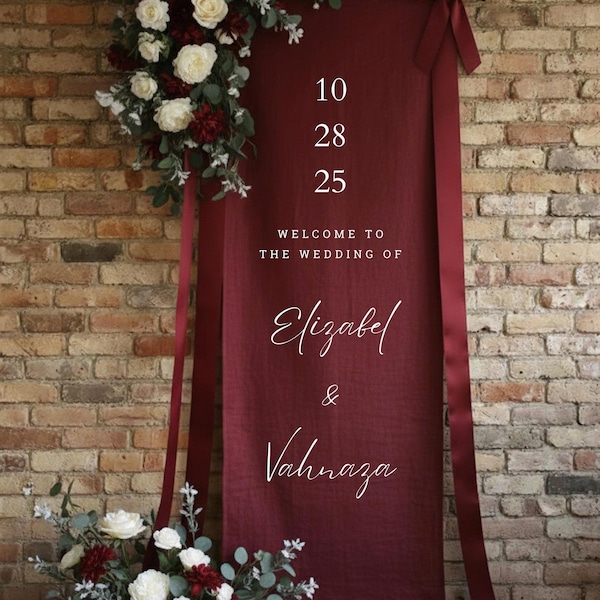 Burgundy Wedding Welcome Sign - Etsy