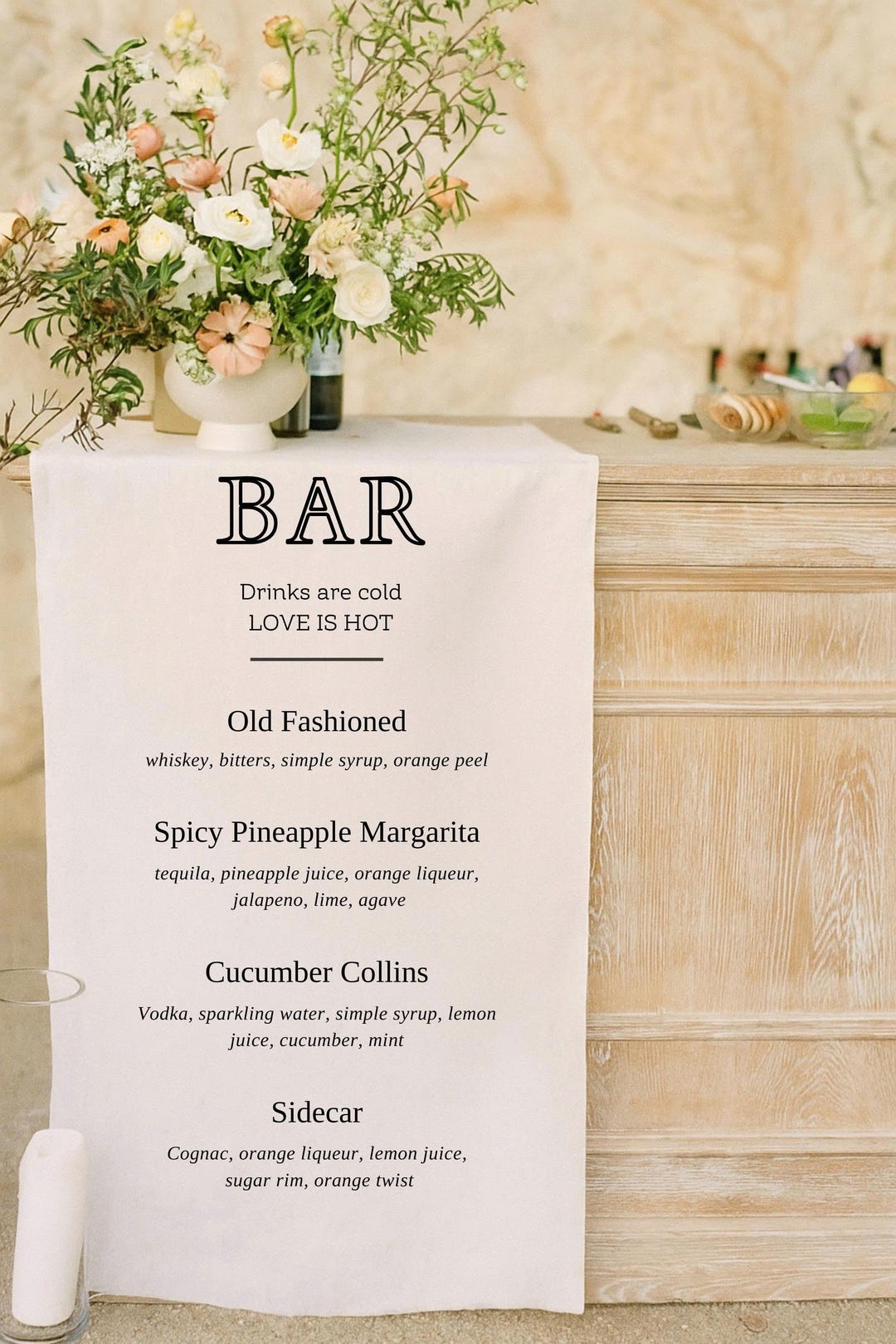 Custom Linen Wedding Bar Sign: Signature Cocktail Menu - Etsy UK