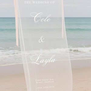 Fabric Wedding Welcome Sign, Hanging Sheer Banner for Romantic Wedding ...