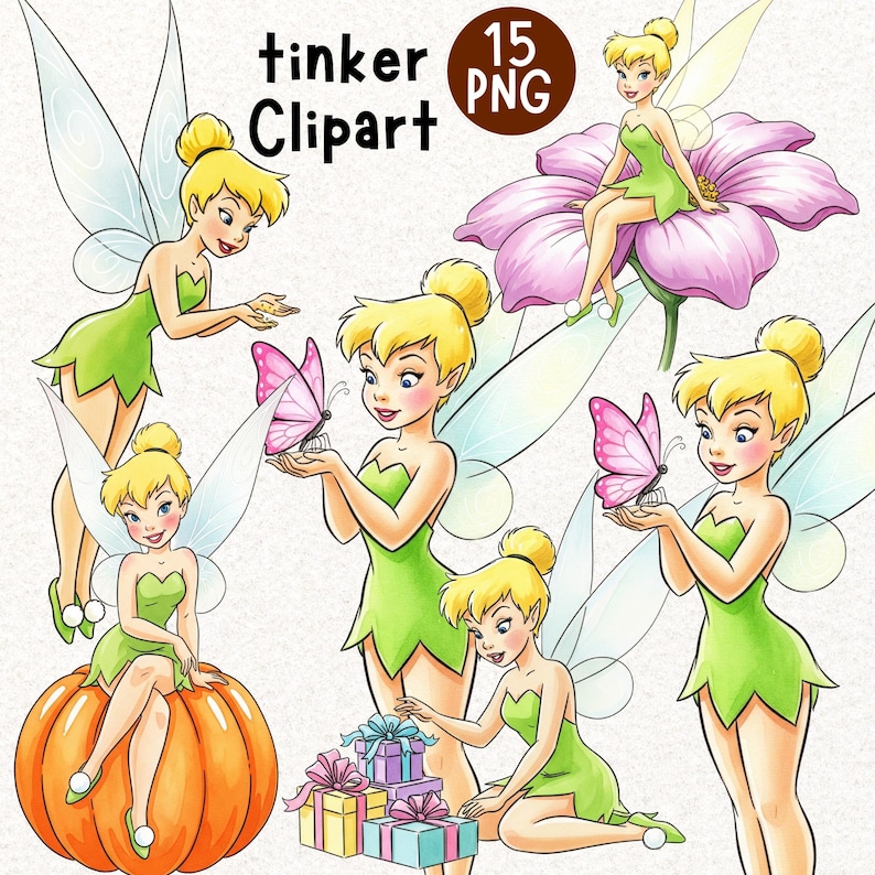 Tinkerbell Watercolor PNG, Fairy PNG, Tinkerbell Birthday, Tinkerbell ...