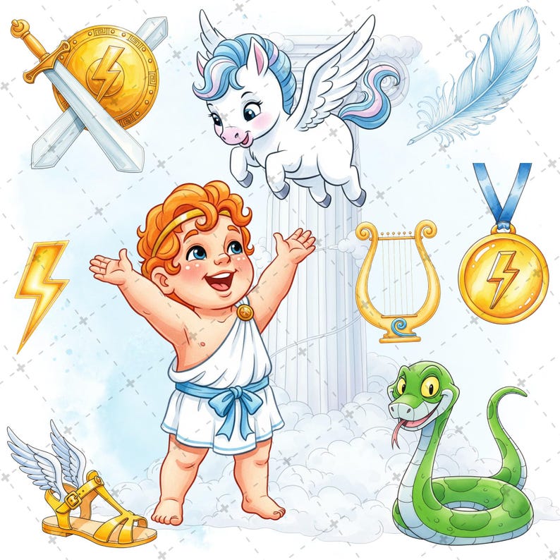 Baby Hercules Watercolor Clipart, Cute Cartoon PNG, Hercules Birthday ...