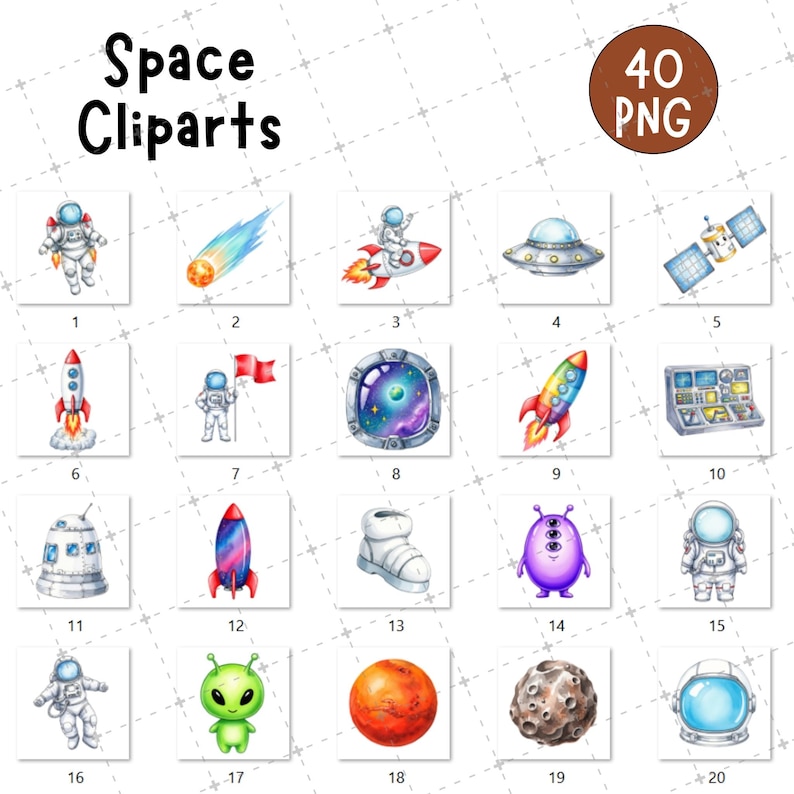 Space Clipart Watercolor PNG, Astronaut Clipart, Space Birthday Party ...