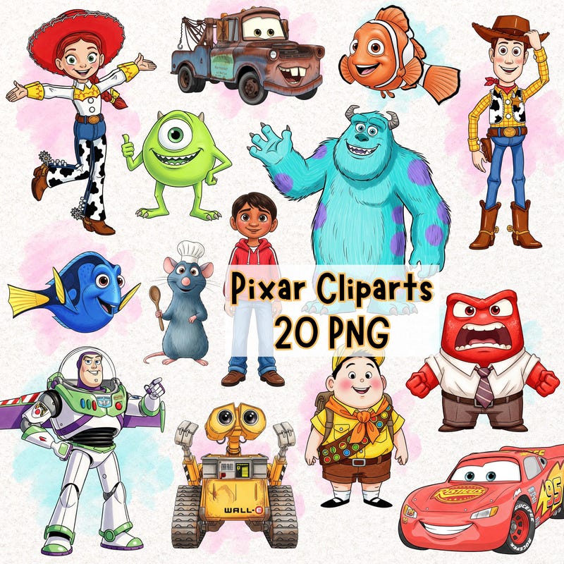 Pixar Characters Watercolor - Etsy UK