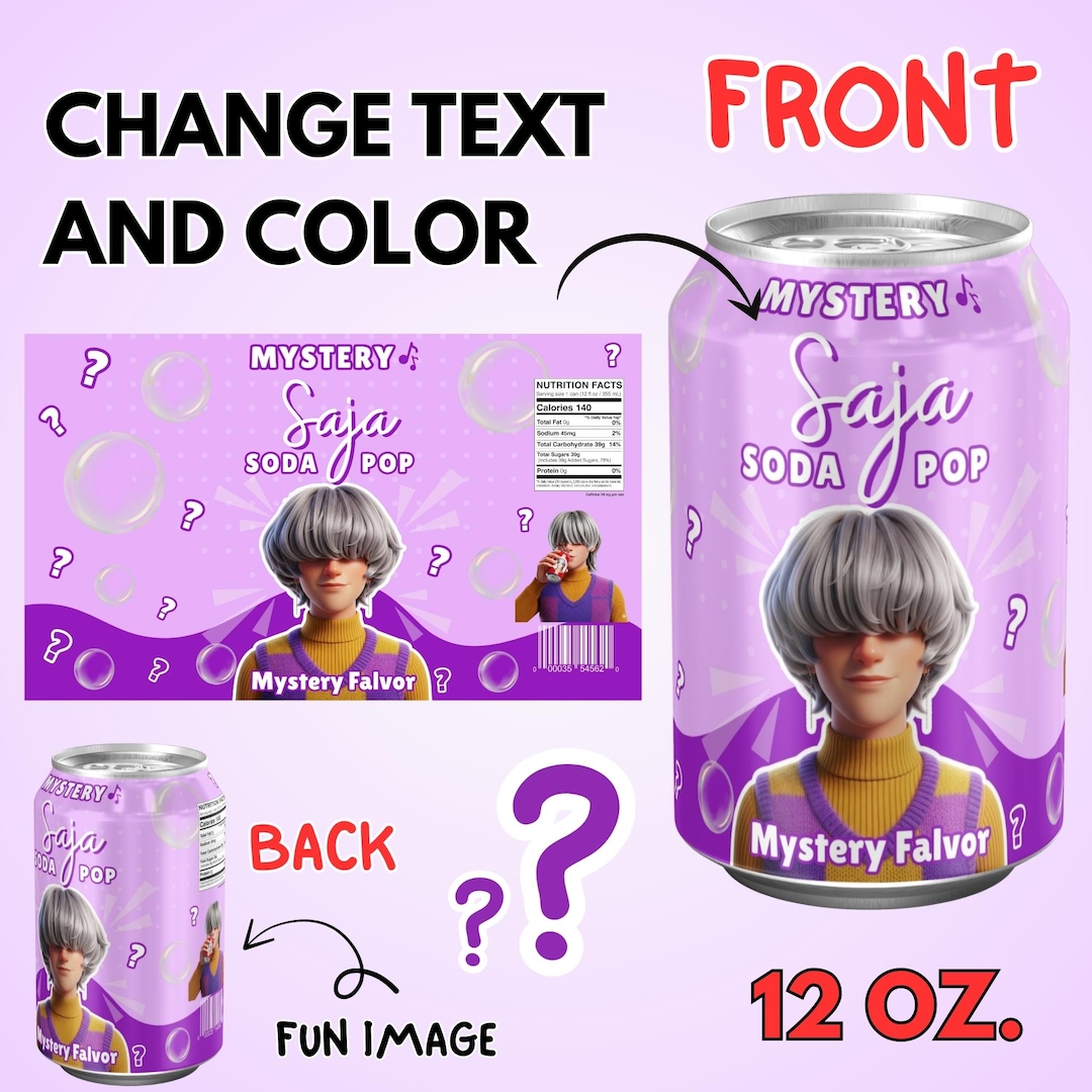 Kpop Demon Hunters Label, Saja Boy Soda Pop Can Label, Mystery Saja ...