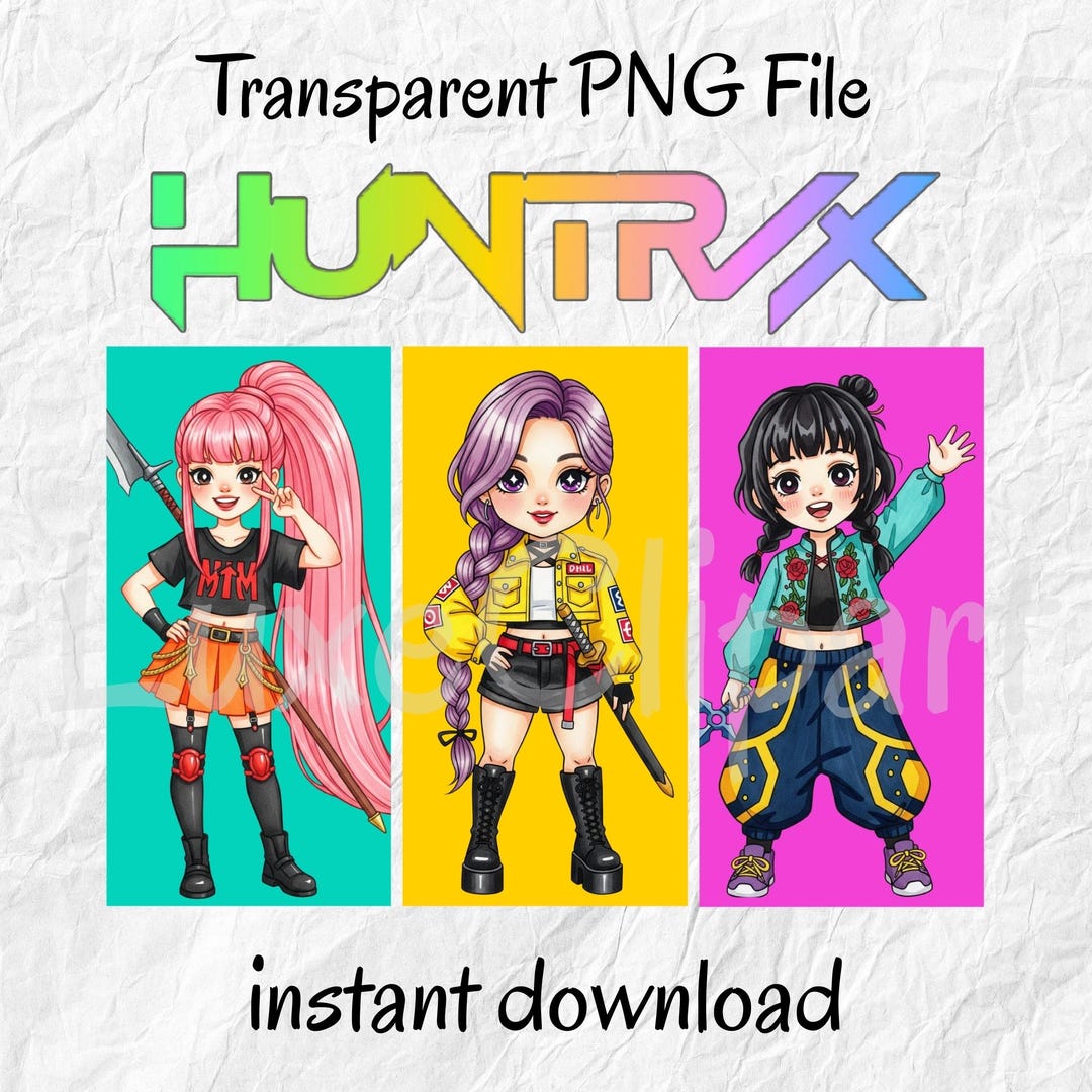 Kpop Demon Hunter Kpop Huntrix PNG, Saja Girls Anime Art, Hun-trix PNG ...
