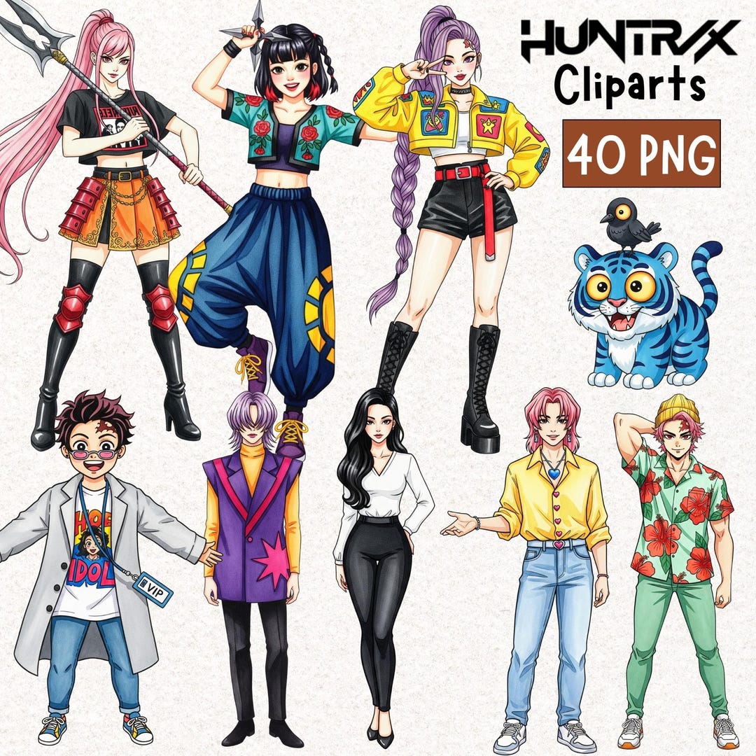 Kpop Demon Hunter 40 PNG Watercolor Clipart, Hun-trix PNG, Girl Dinner ...