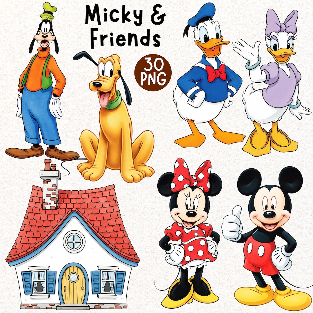 Classic Mickey Minnie Mouse Clipart, Mickey, Donald Duck, Daisy Duck, Mickey and Minnie PNG ...