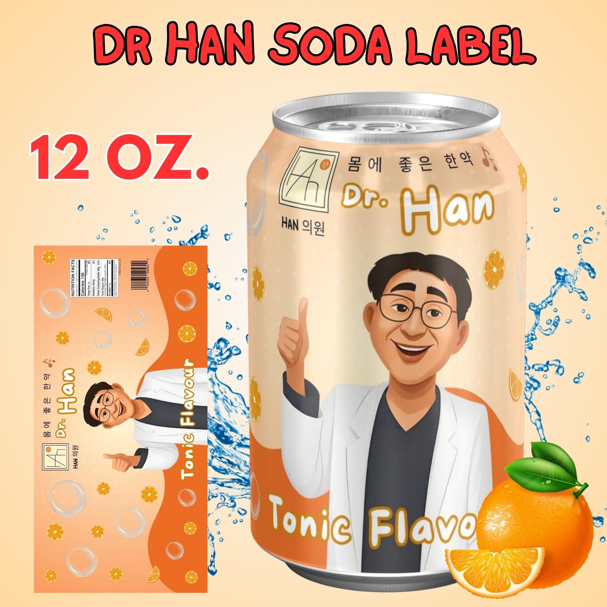 Kpop Demon Hunters Dr. Han's Tonic Can Label, Dr. Han's Tonic Wrapper ...