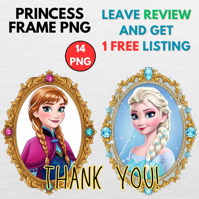 Princess Frame Cliparts PNG, Princess Watercolor, Jasmine, Elsa ...