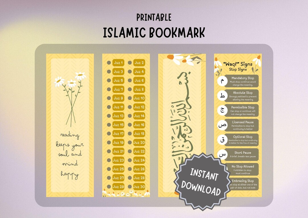 Islamic Bookmark Printable - Happy Soul and Mind - Etsy
