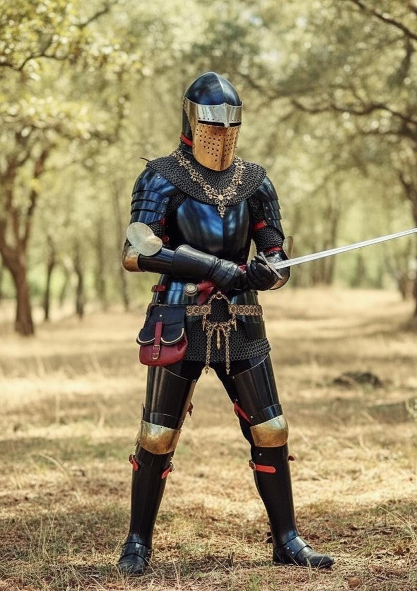 Handmade Medieval Knight Armor Suit for Men – Black & Gold Full Body ...