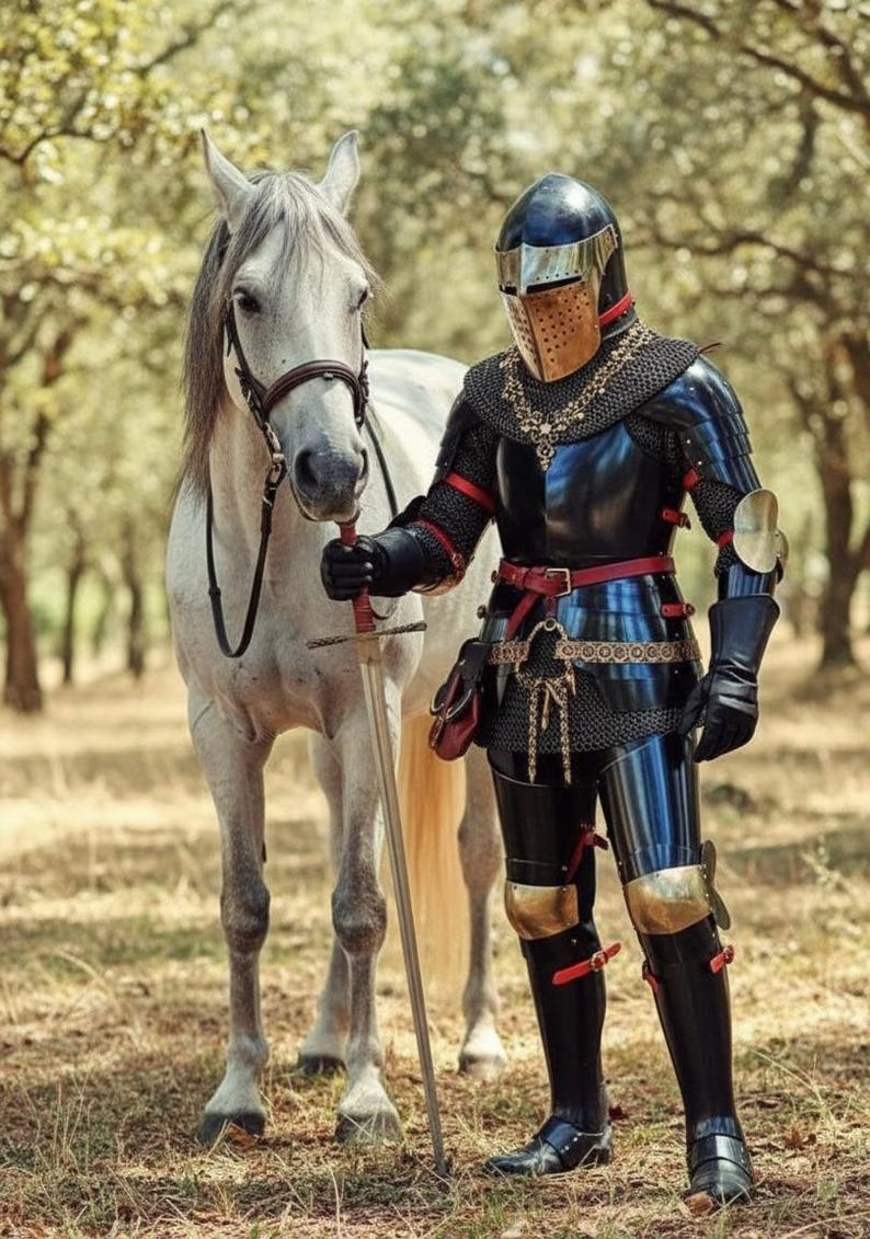 Handmade Medieval Knight Armor Suit for Men – Black & Gold Full Body ...