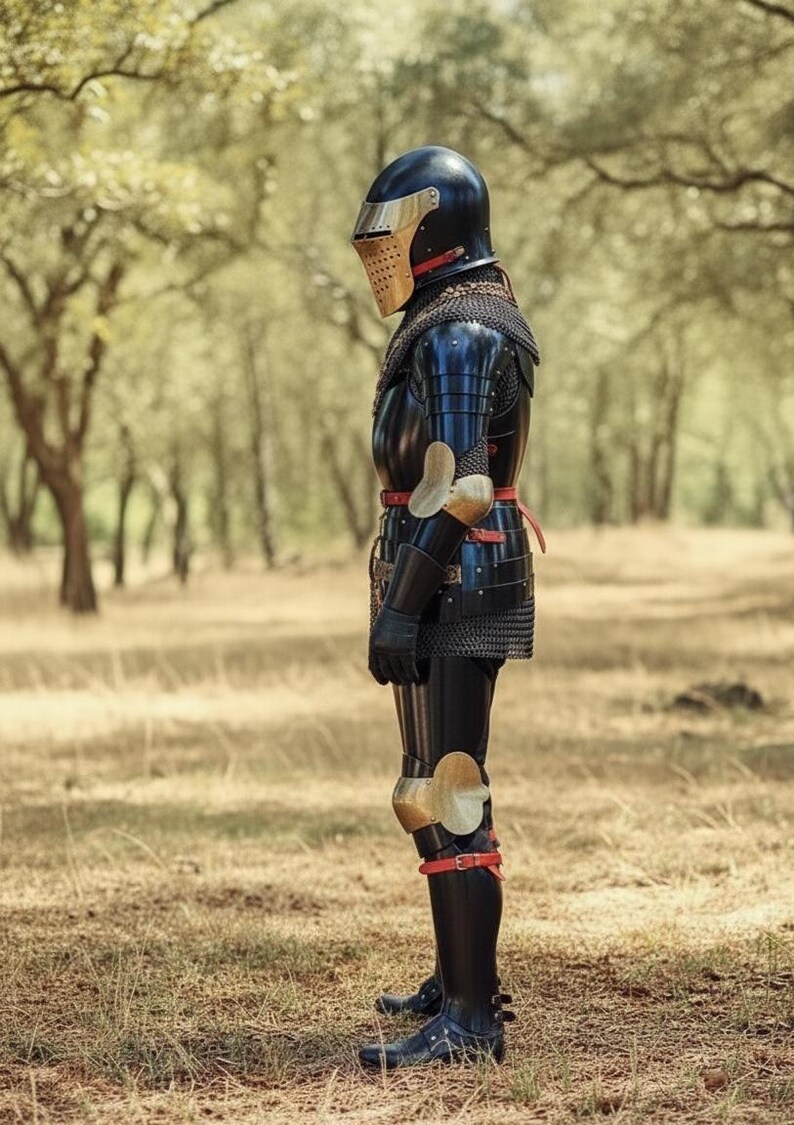 Handmade Medieval Knight Armor Suit for Men – Black & Gold Full Body ...