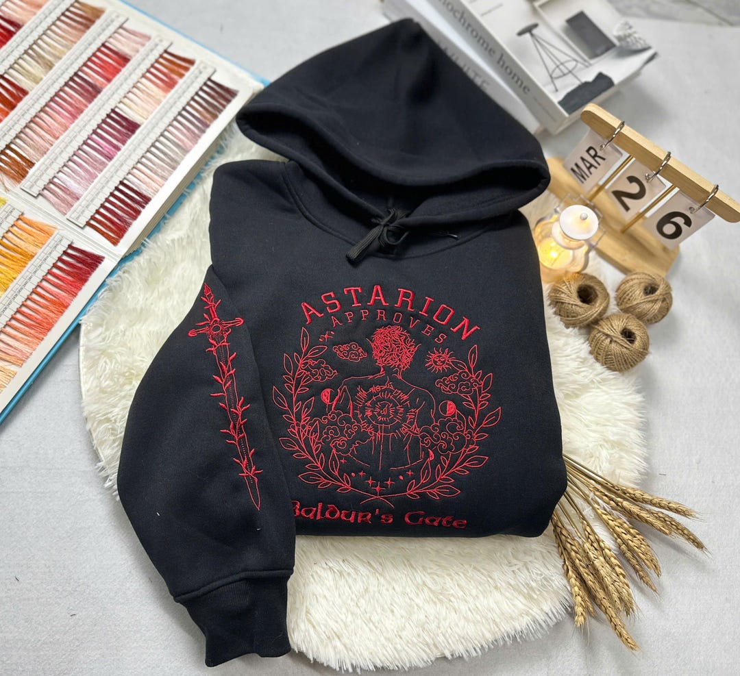 Embroidered Astarion Baldurs Gate Sweatshirt: Fantasy Gaming Apparel - Etsy