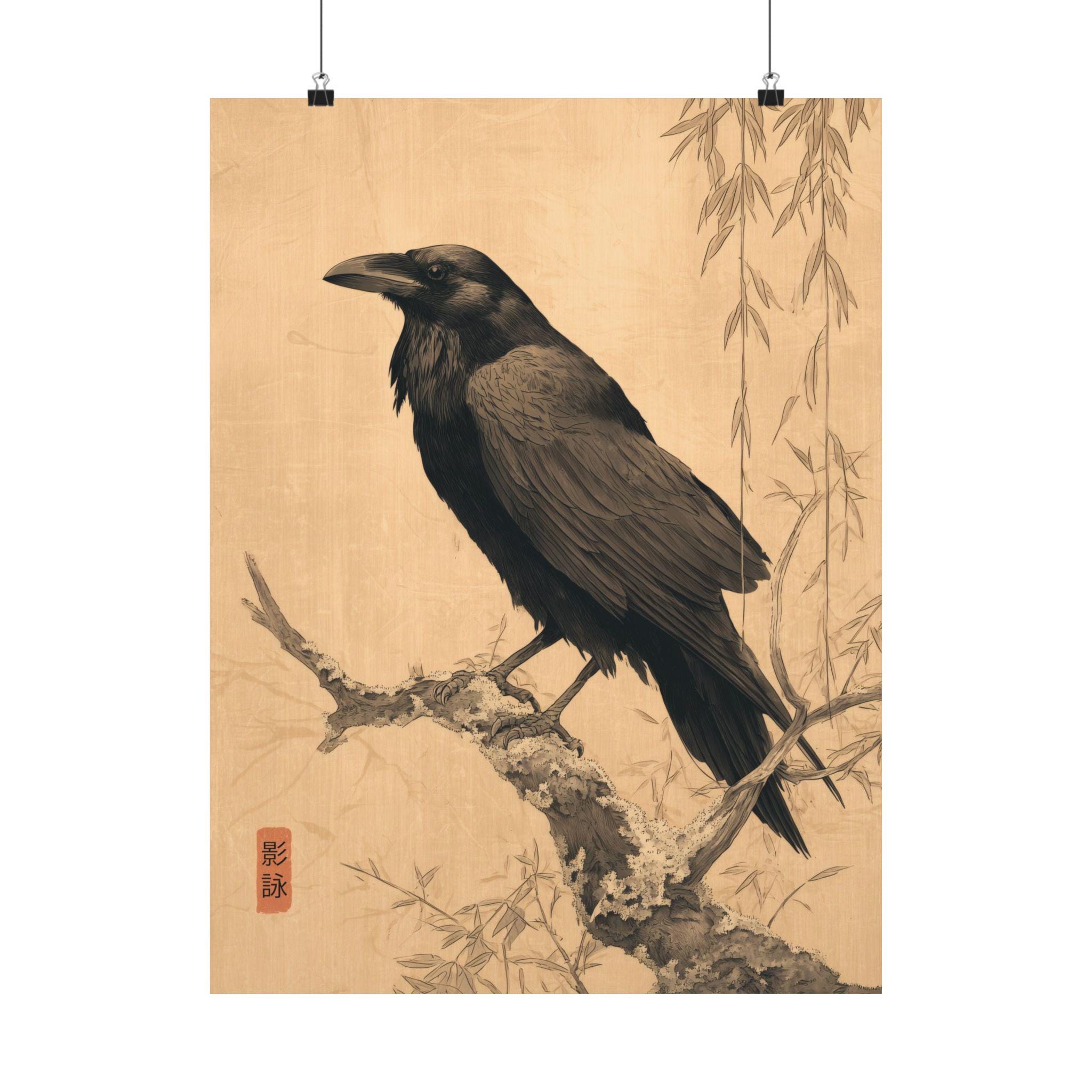Japanese Crow Poster: Dark Raven Art Print, Gothic Home Decor - Etsy