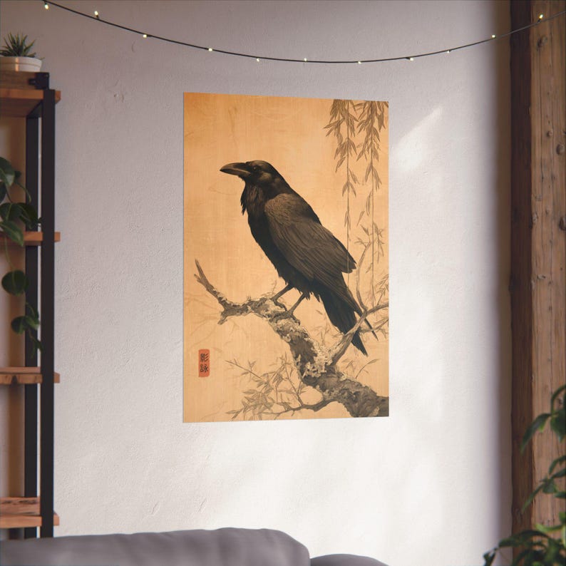 Japanese Crow Poster: Dark Raven Art Print, Gothic Home Decor - Etsy