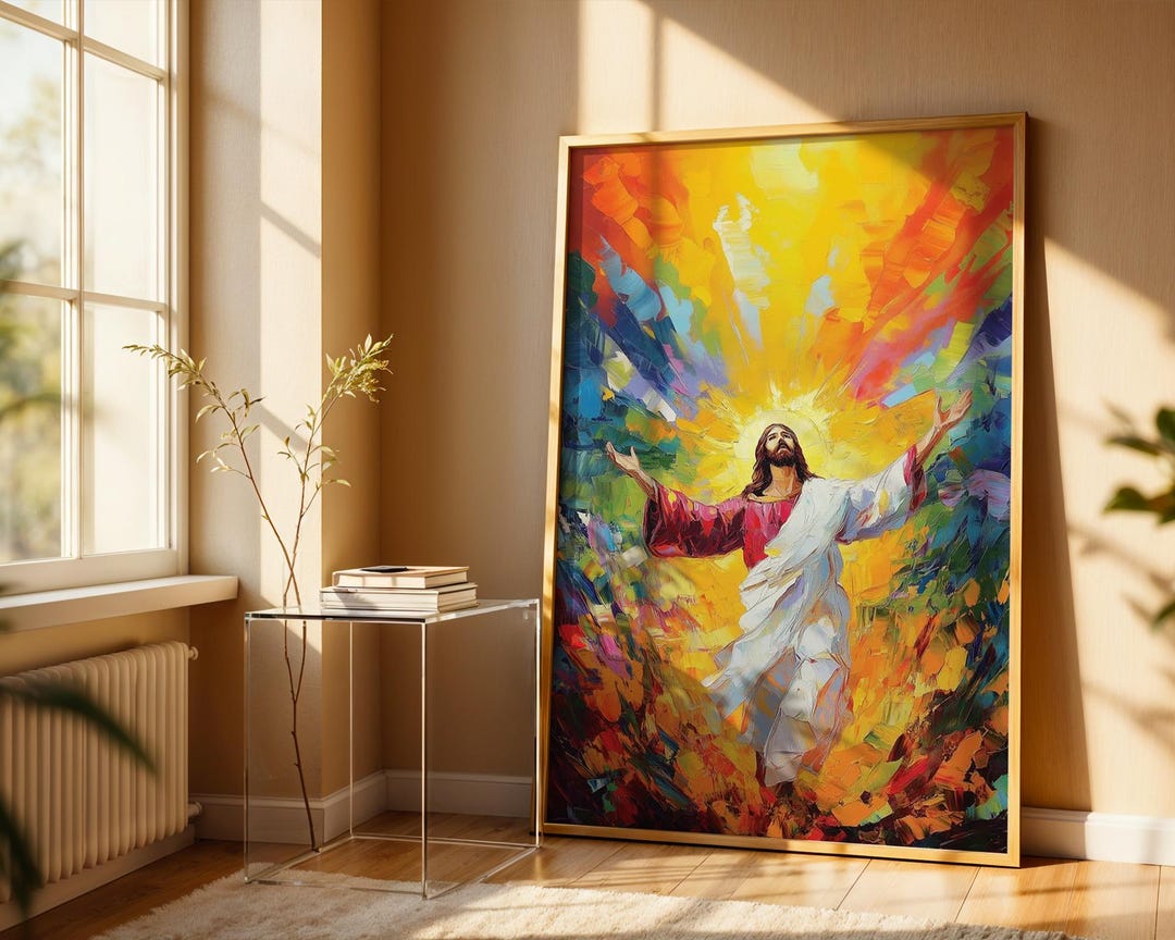 Jesus Christ Easter Wall Art: He is Risen Painting, Christian Wall ...
