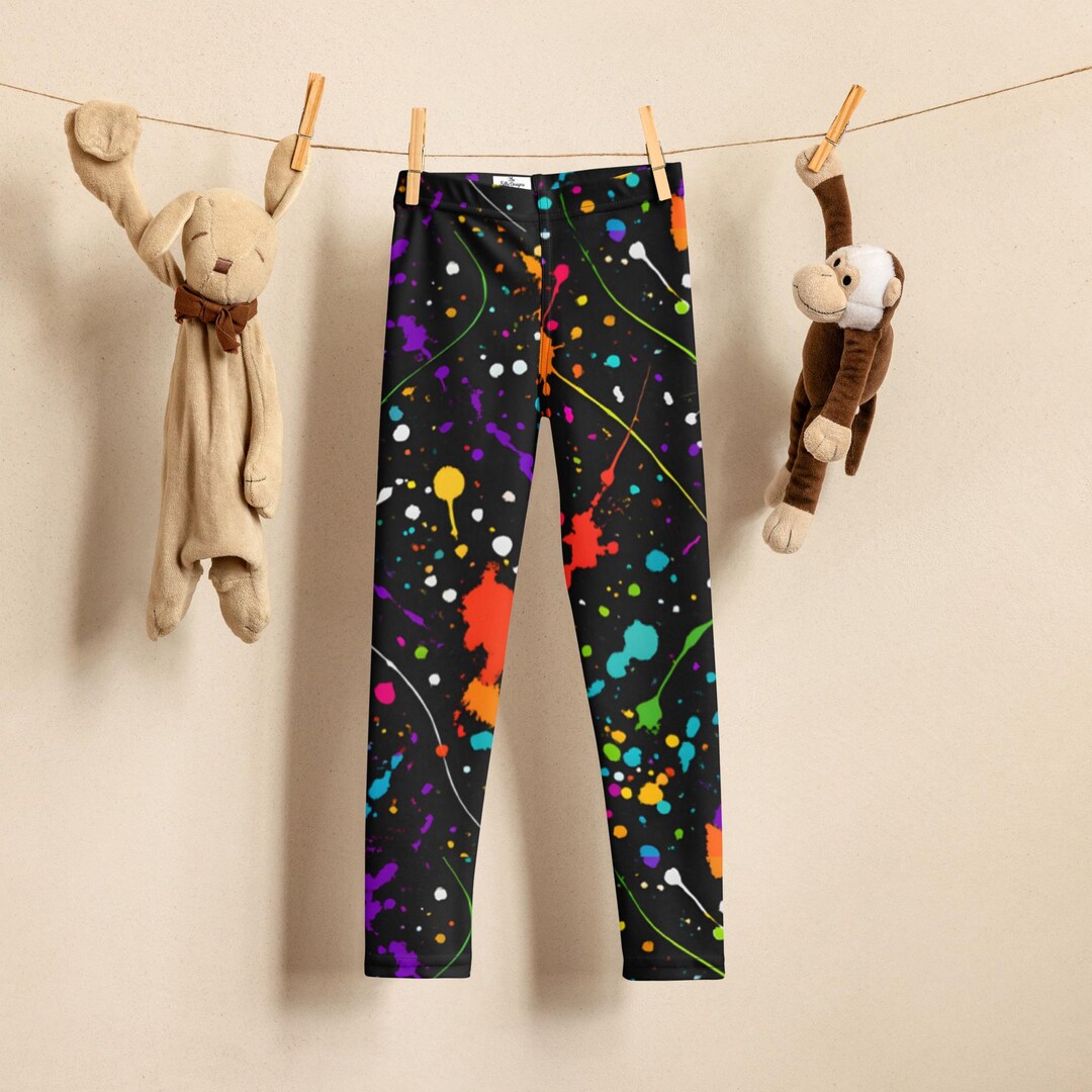 Color Splash Kids Leggings – Rainbow Paint Splatter All-over Print ...