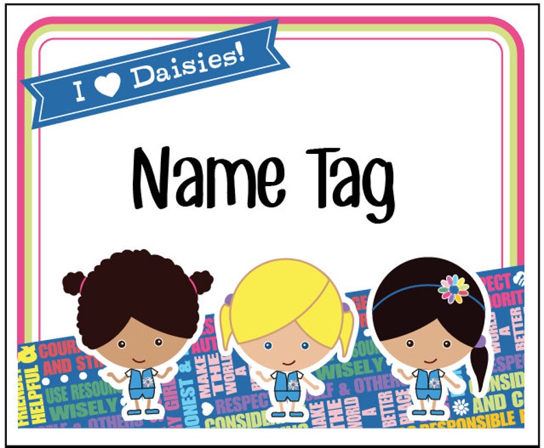 Daisy Girl Scout Name Tag Stickers Printable Instant Etsy Daisy Girl Scout Name Tag Stickers Printable Instant Etsy