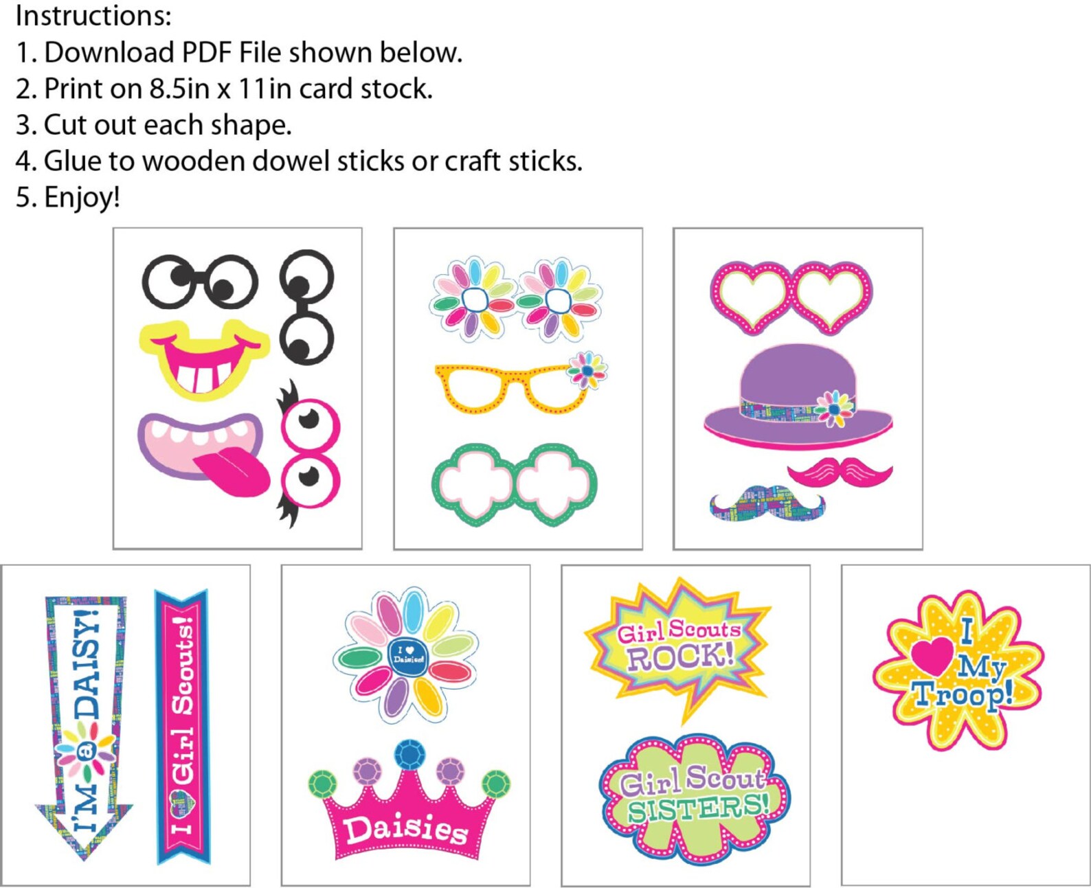 Daisy Girl Scout Photo Booth Props - Printable Instant Download - Etsy