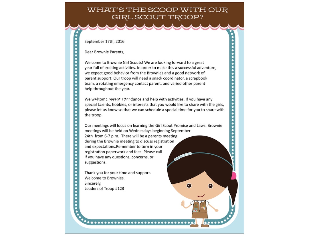Brownie Girl Scout Letterhead - Printable Instant Download - Etsy